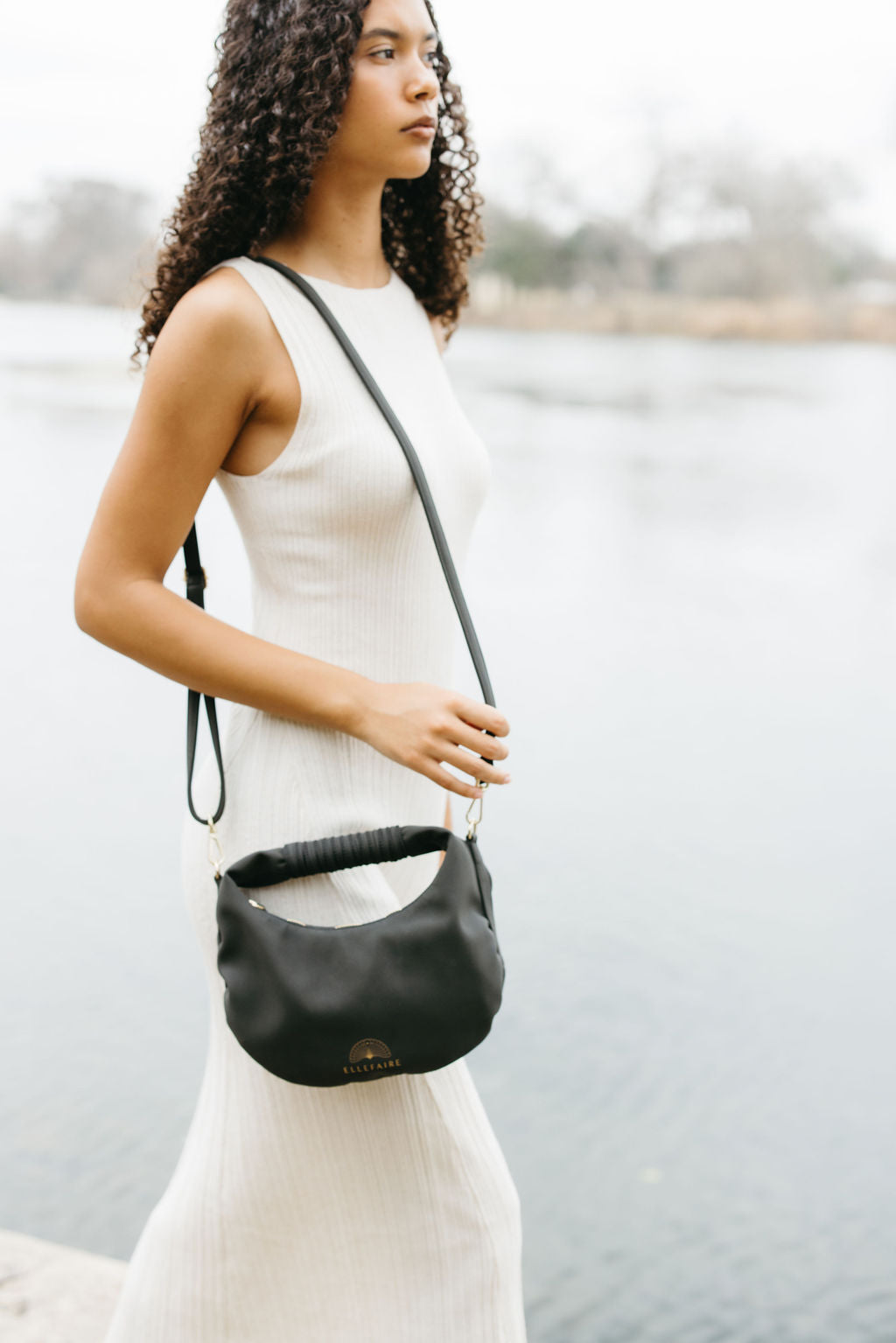 Sienna Crossbody handbag made from recycled vegan material in Crema ...